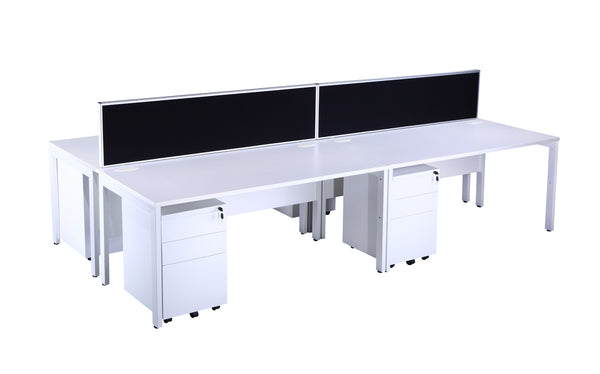 4 Person Desk with Screens and Pedestals Set - White Finish – A1 Office ...